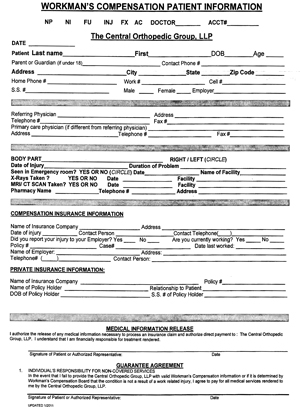 Forms | Central Orthopedic Group